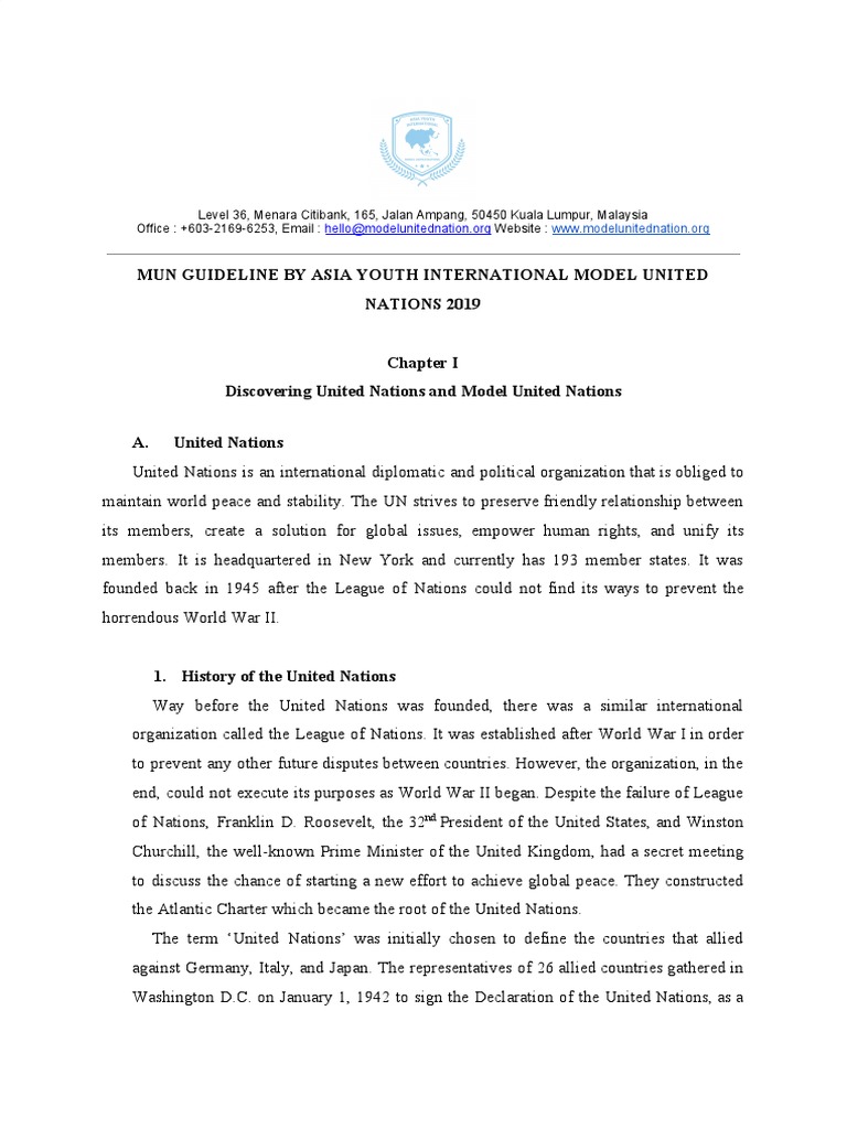 MUN Guideline | PDF | United Nations General Assembly | United Nations