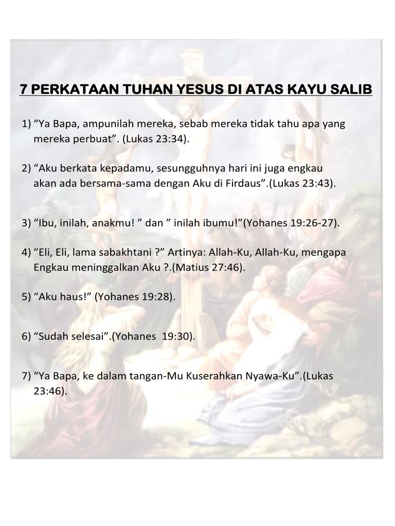 7 Perkataan Tuhan Yesus Di Atas Kayu Salib | PDF