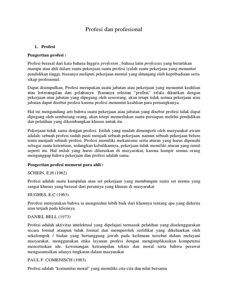 Profesi Dan Profesional | PDF