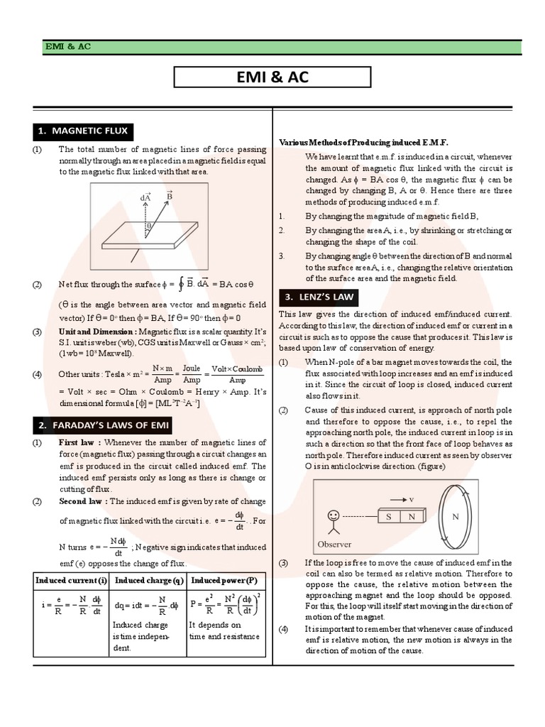 EMI Notes | PDF | Electromagnetic Induction | Electric Motor