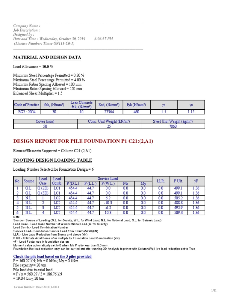 Job Description and Design Report | PDF | Bending | Deep Foundation