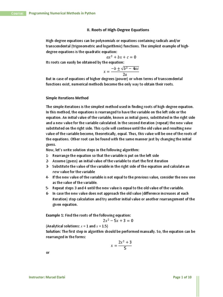 Numerical Analysis Using Python | PDF | Numerical Analysis | Equations