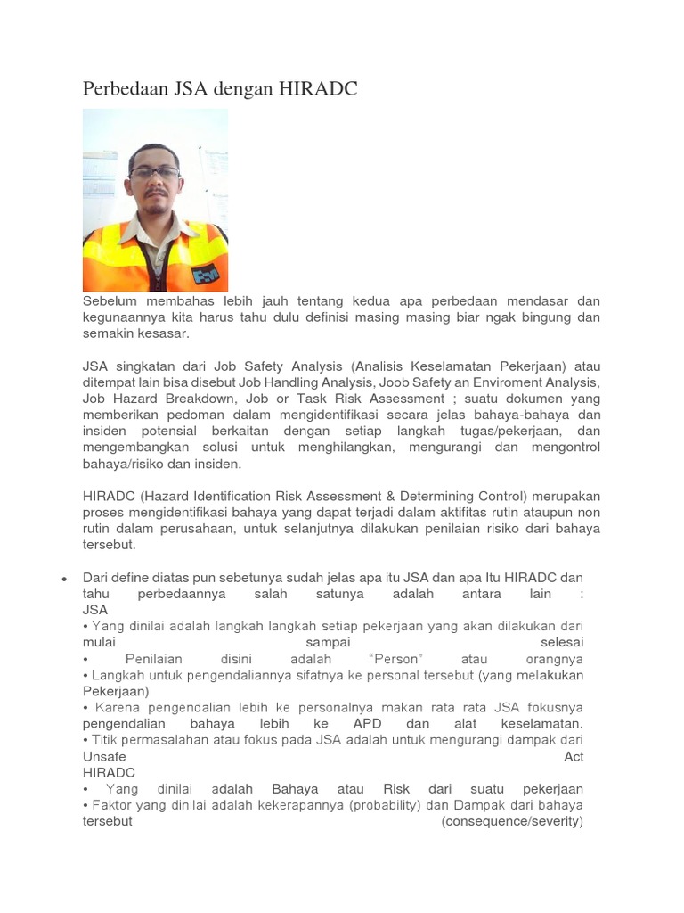 Perbedaan JSA Dengan HIRADC | PDF