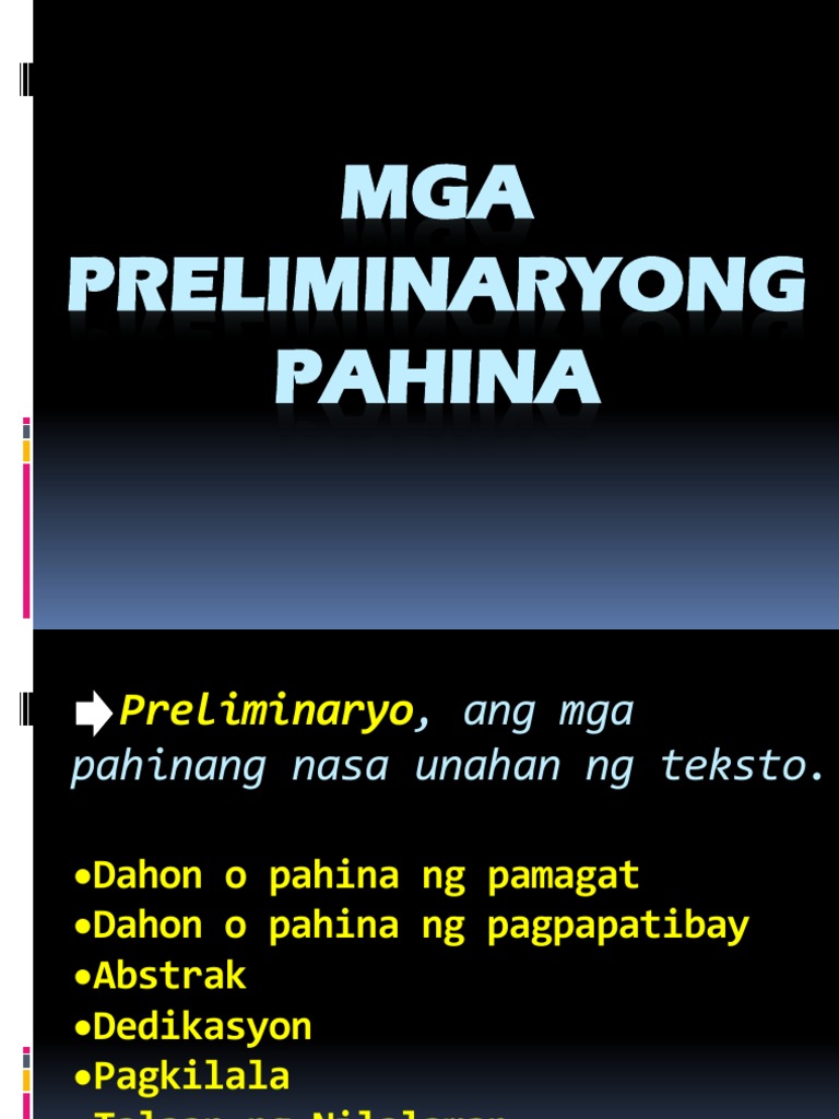 Mga Preliminaryong Pahina