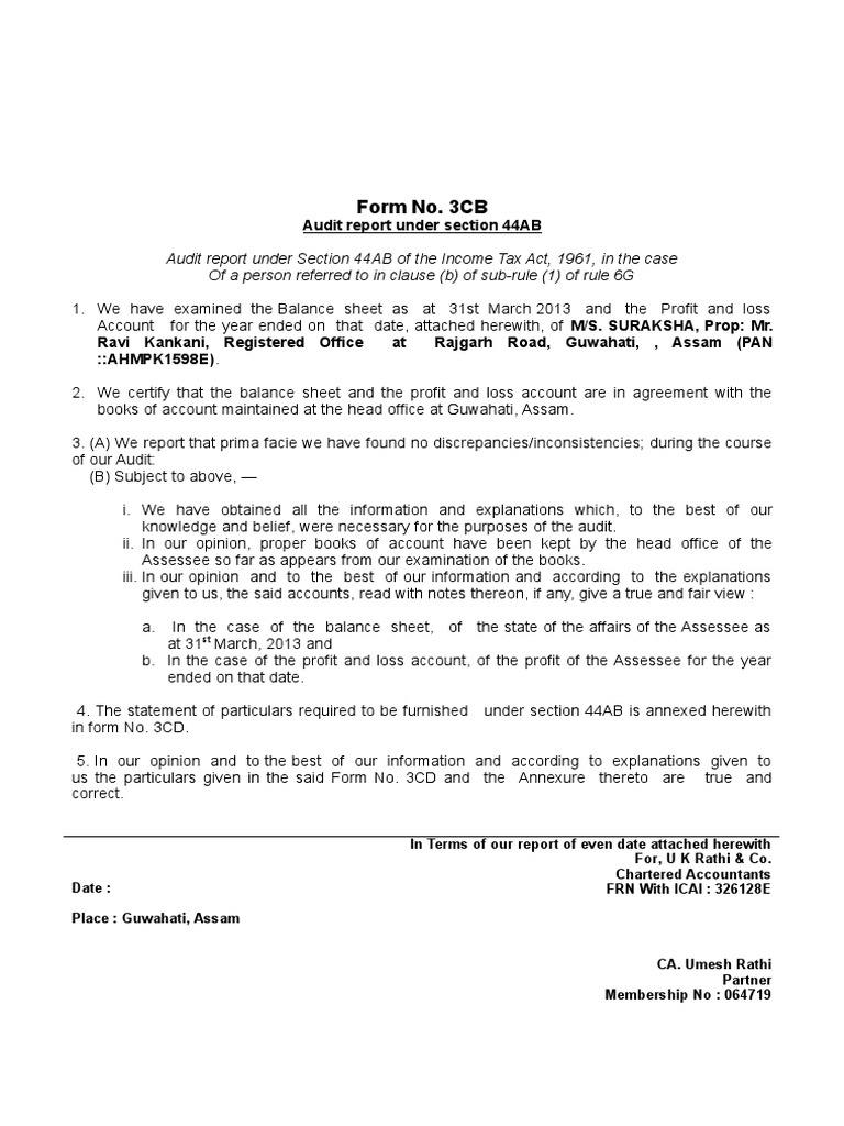 Form No 3CB | PDF | Business | Accounting