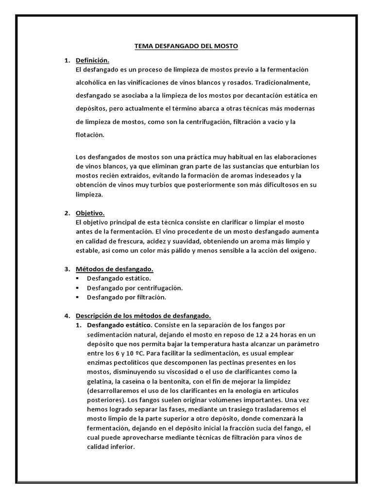 Proceso de Desfangado del Mosto | PDF | Vino | Vinificación