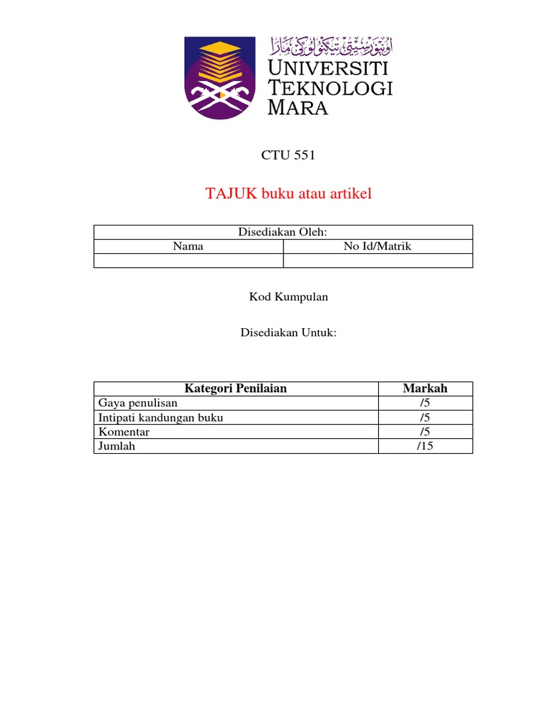 Assignment Ulasan Buku - Template | PDF