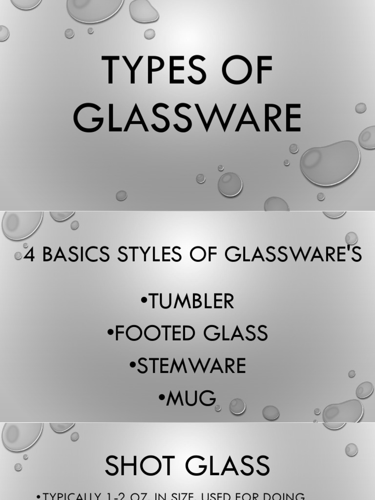 Types of Glasswares | PDF | Distilled Drinks | Wine