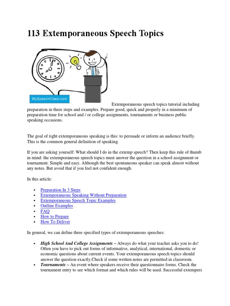 113 Extemporaneous Speech Topics | PDF | Yitzhak Rabin | Question