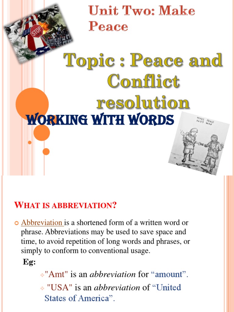 Working With Words (Make Peace) | PDF | Acronym | United Nations