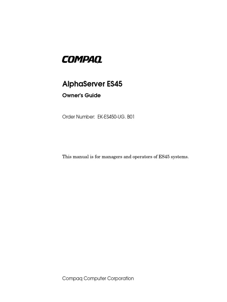 AlphaServer ES45 Owner's Guide | PDF | Booting | Cpu Cache