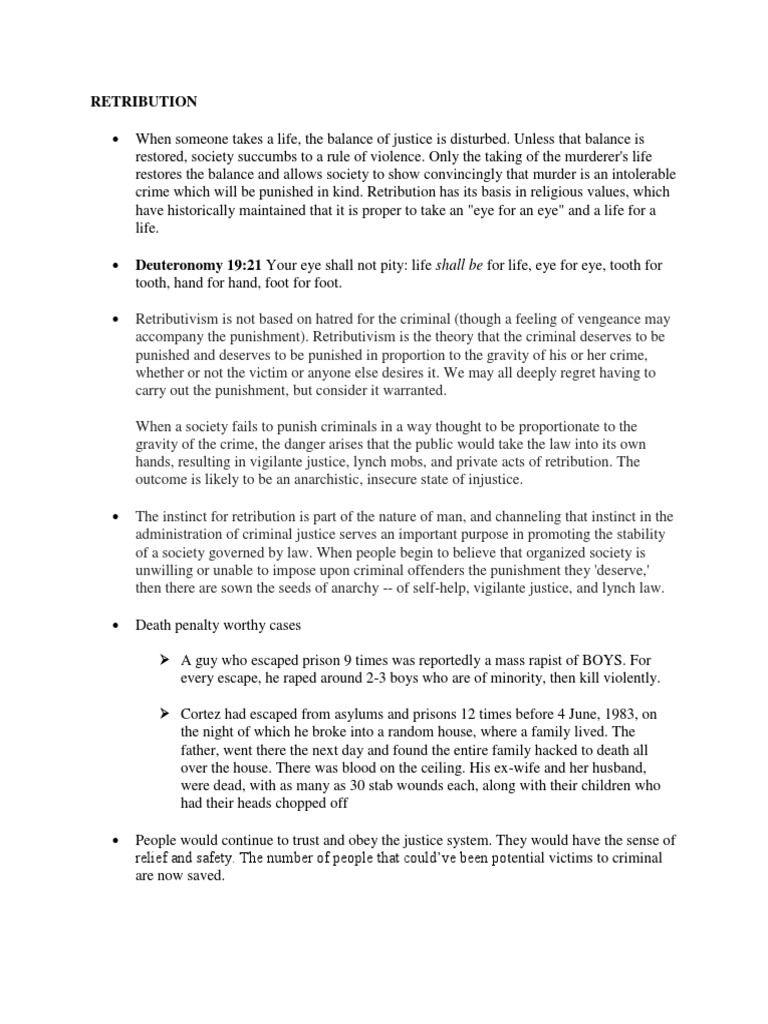 RETRIBUTION | PDF | Punishments | Criminal Justice
