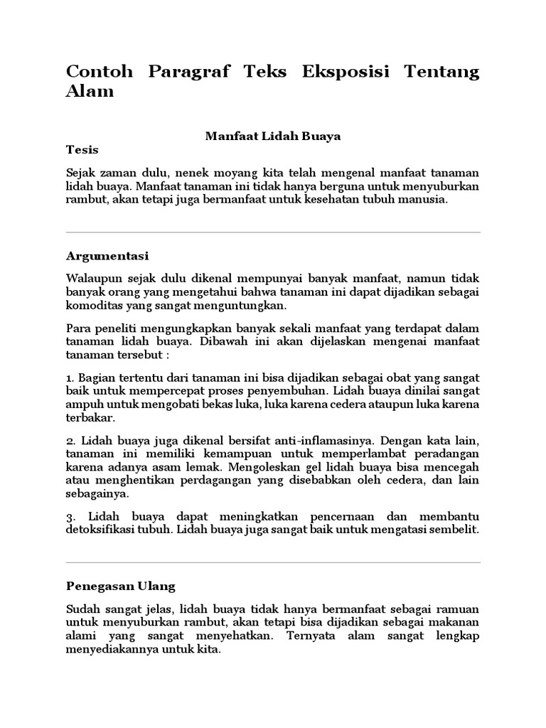 Contoh Paragraf Teks Eksposisi Tentang Alam | PDF | Sains & Matematika