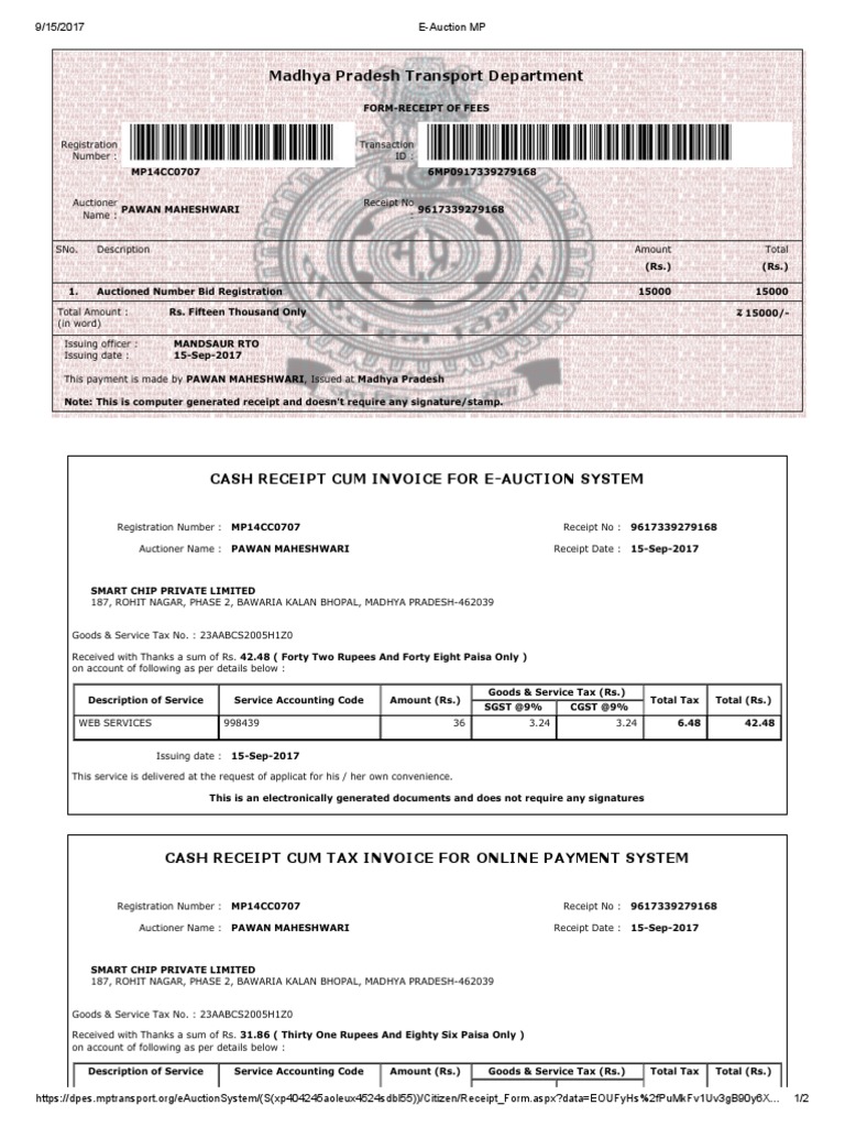 E Auction MP | PDF | Rupee | Receipt