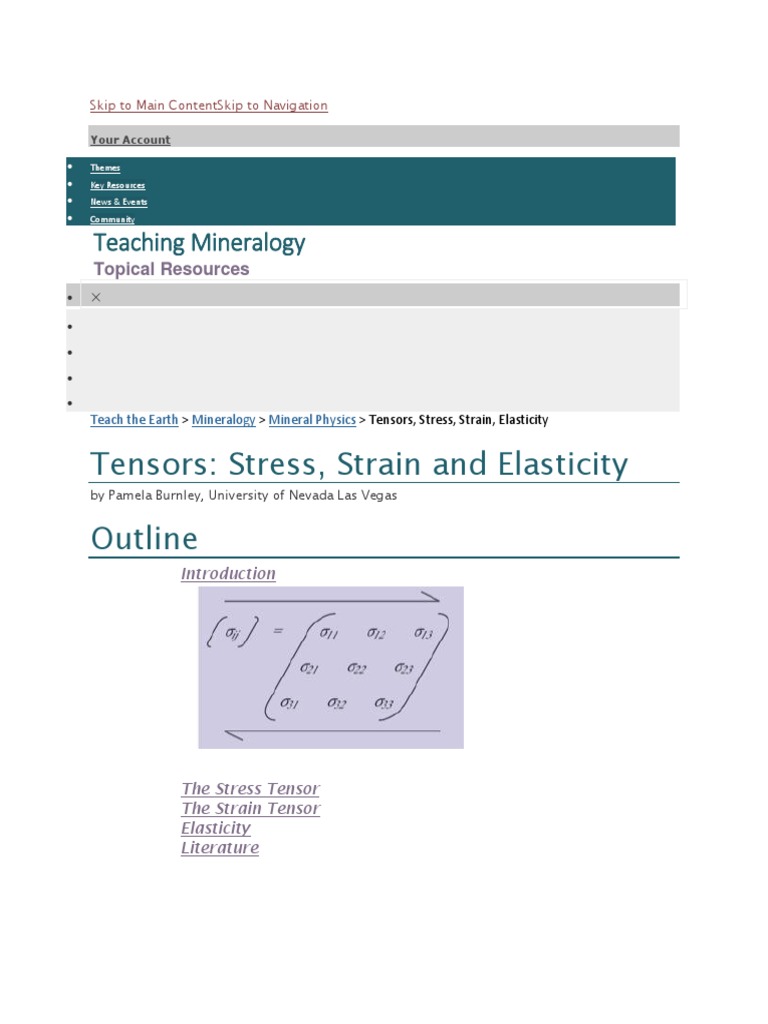 Stress Tensor | PDF | Stress (Mechanics) | Tensor