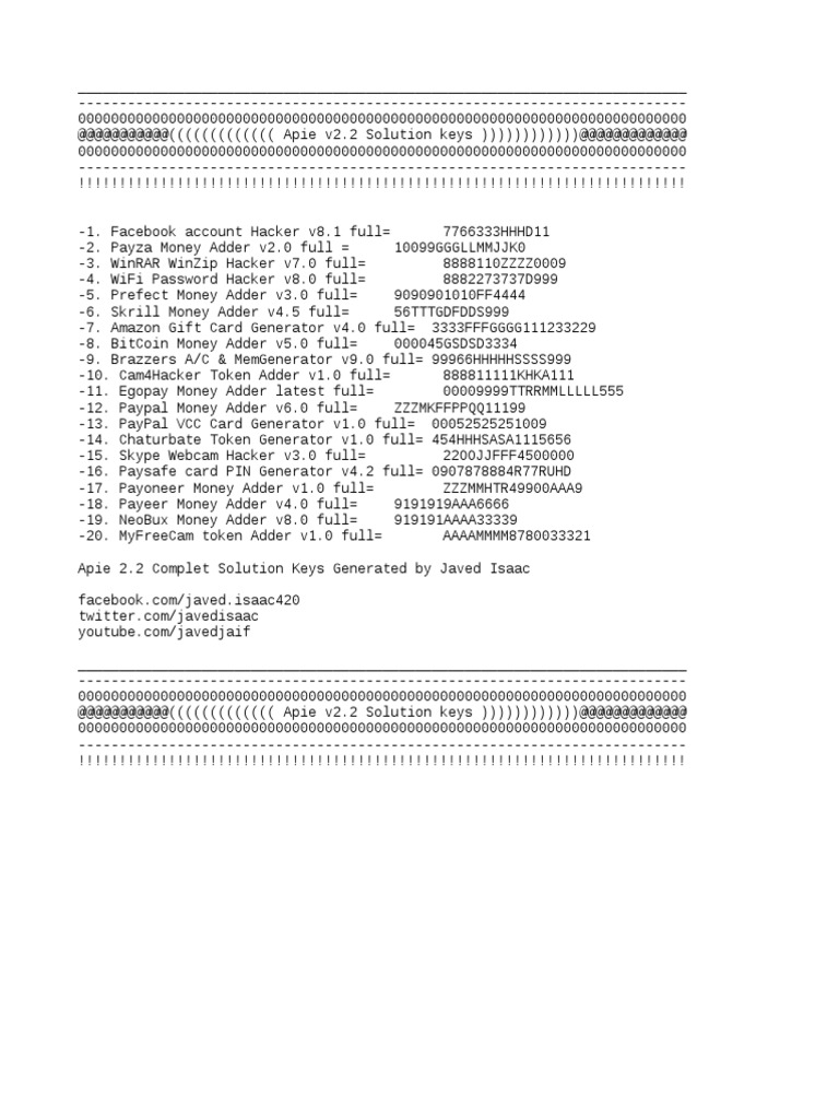 List of Hacking Tool Solution Keys and Generator Tools for Various ...