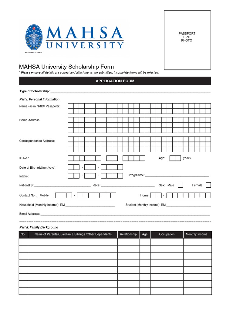 Scholarship Form | Download Free PDF | Postgraduate Education | Students