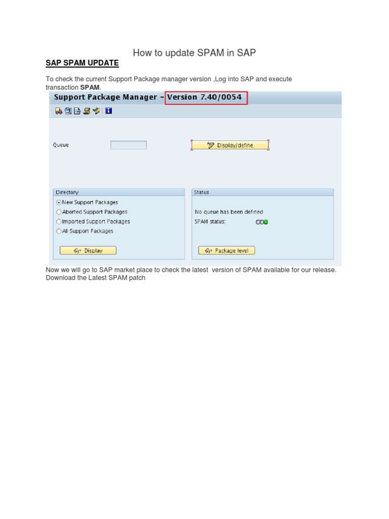 How To Update SPAM in SAP | PDF