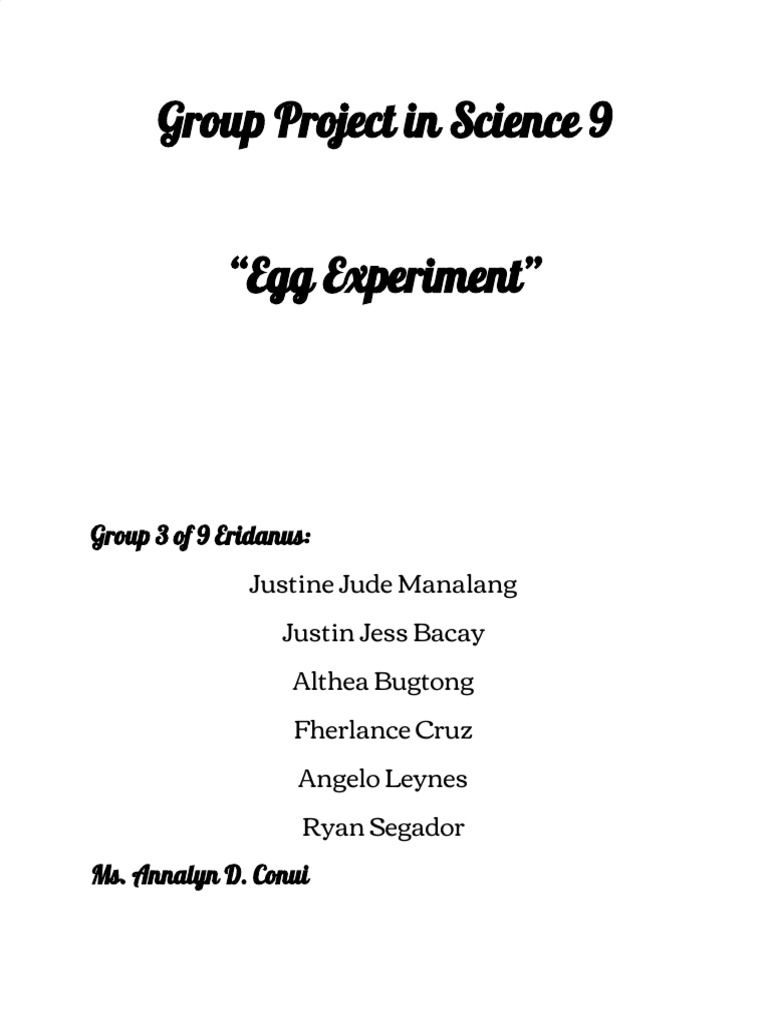 Eggsperiment | PDF | Egg | Solution