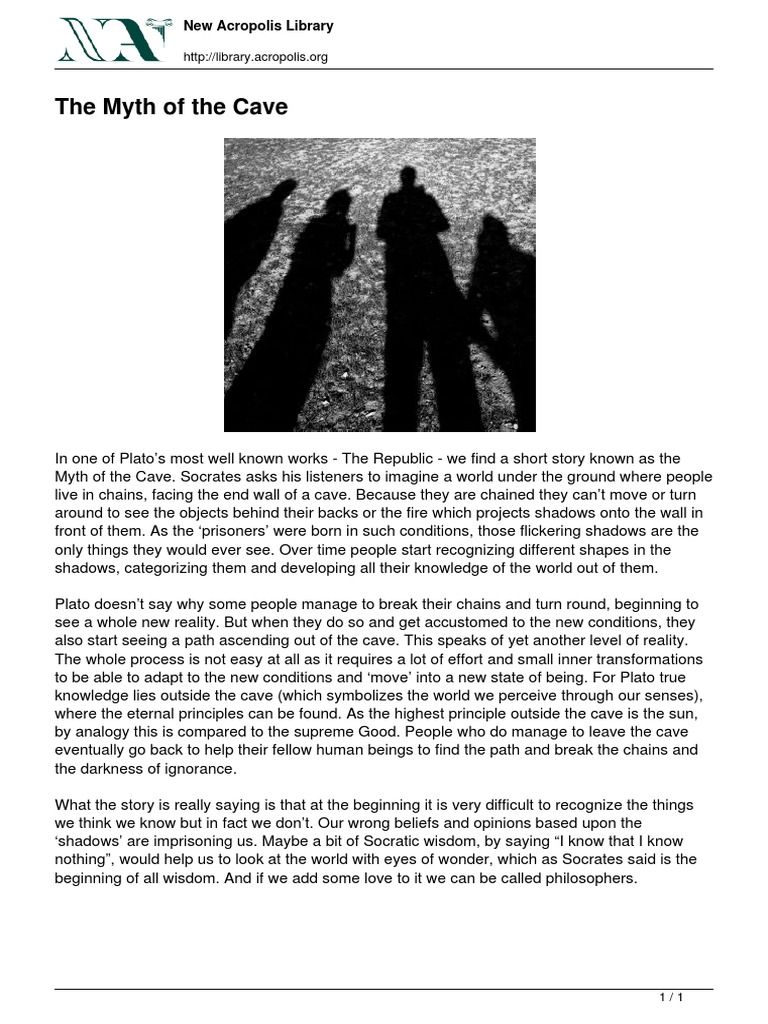 The Myth of The Cave | PDF | Plato | Socrates