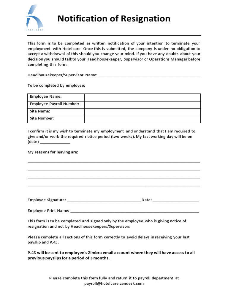 Notification of Resignation | PDF