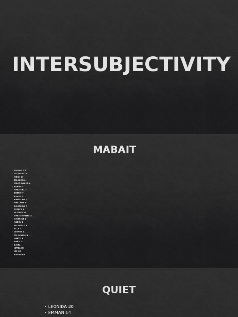 Intro To Philosophy: Intersubjectivity | PDF | Self | Martin Buber