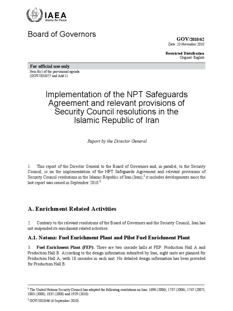 Implementation of The NPT Safeguards Agreement and Relevant Provisions ...