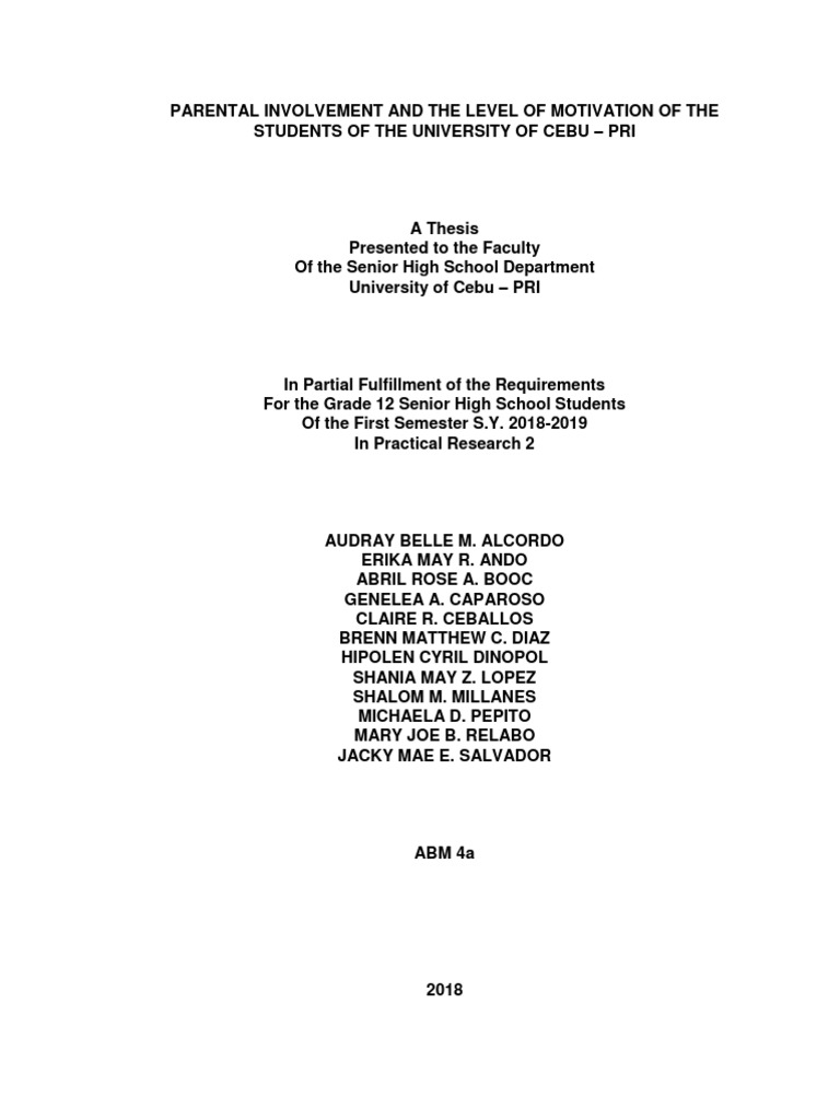 Parental Involvement and The Level of Motivation of Students | PDF ...