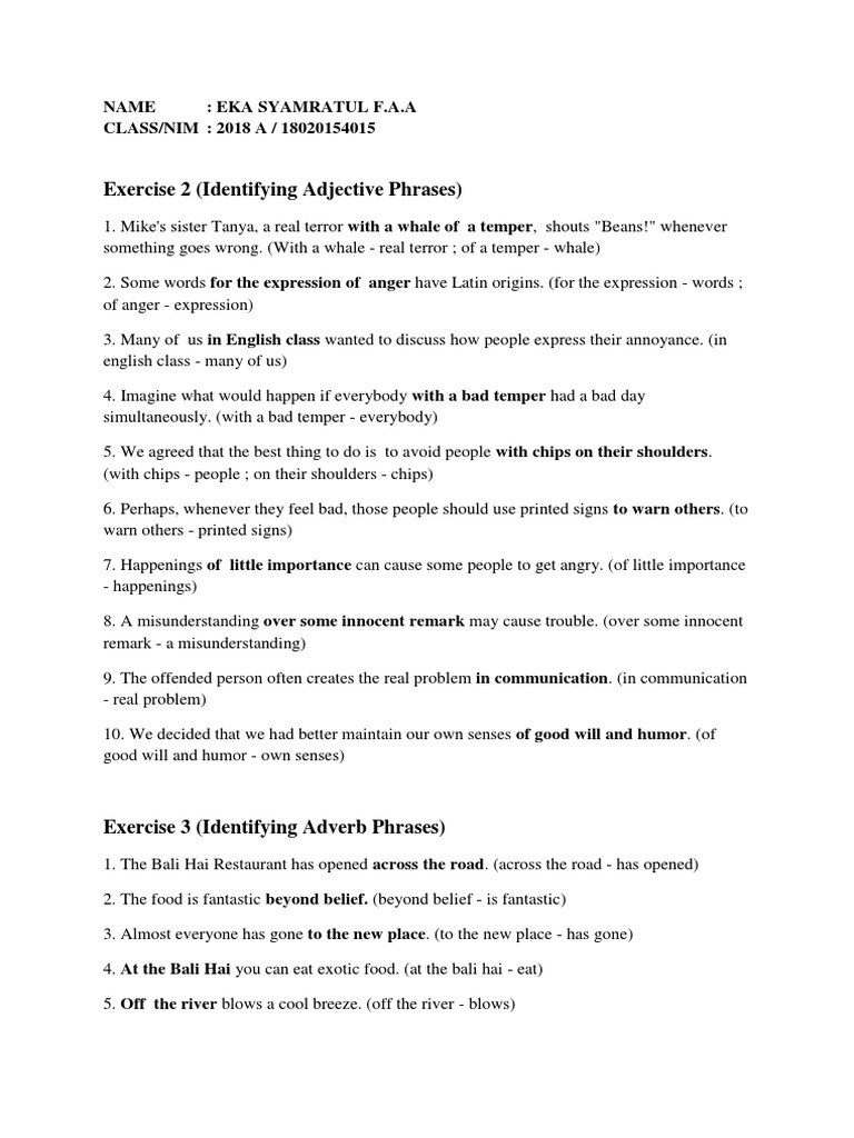 English Grammar Exercise 2 & 3 | PDF | Language Arts & Discipline ...