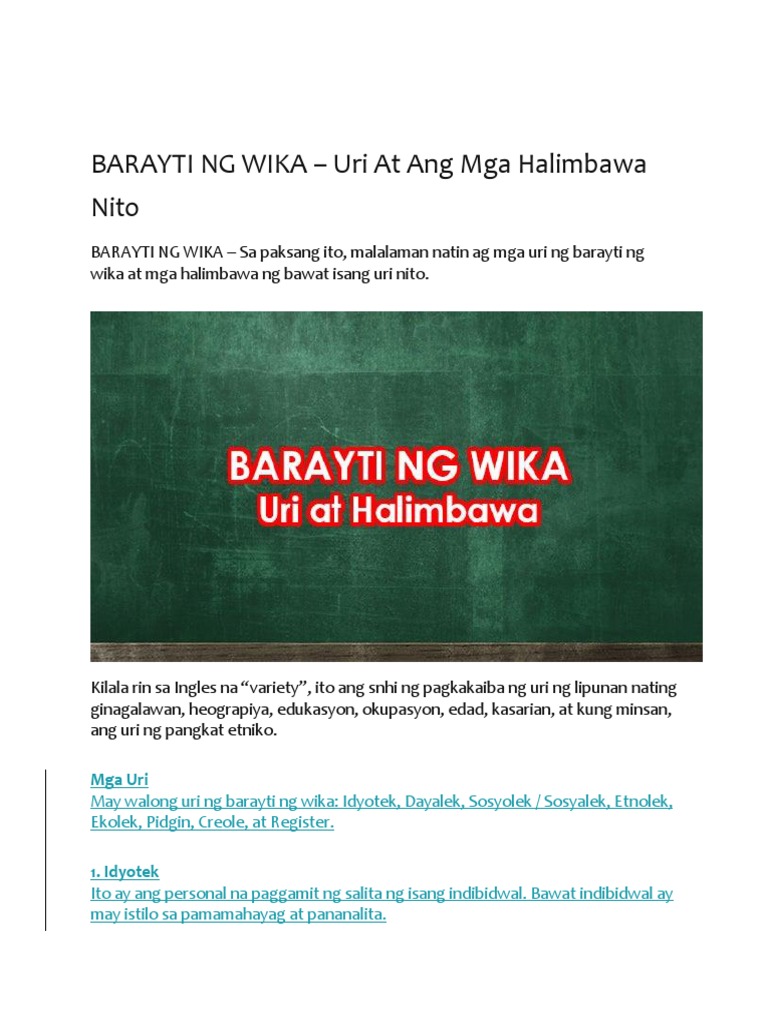 Barayti NG Wika | PDF