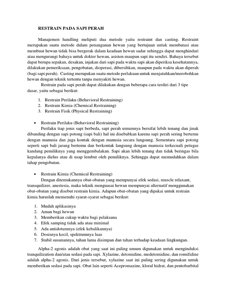 Restrain Pada Sapi Potong | PDF | Kesehatan Holistik