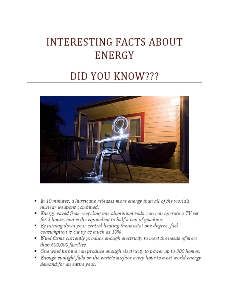 Fascinating Energy Facts and Insights | PDF | Solar Energy | Energy ...