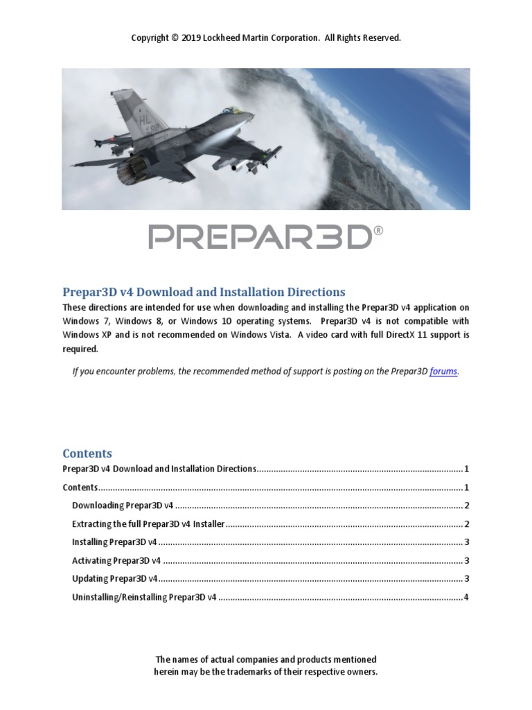 Prepar3D Download and Install Instructions v4 | PDF | Installation (Computer Programs) | Zip ...