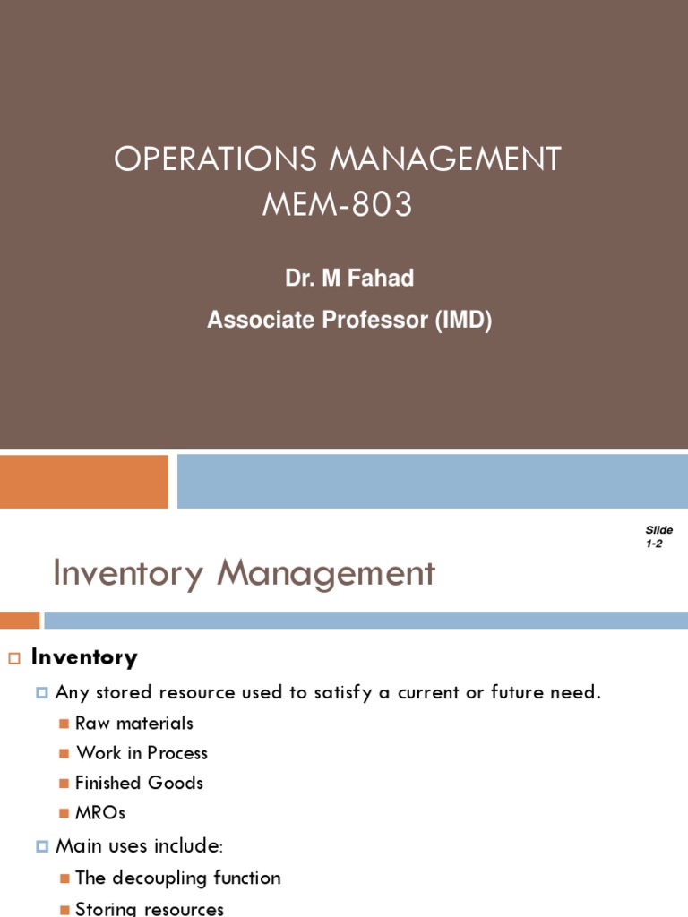 Lecture - Inventory | PDF | Inventory | Standard Deviation