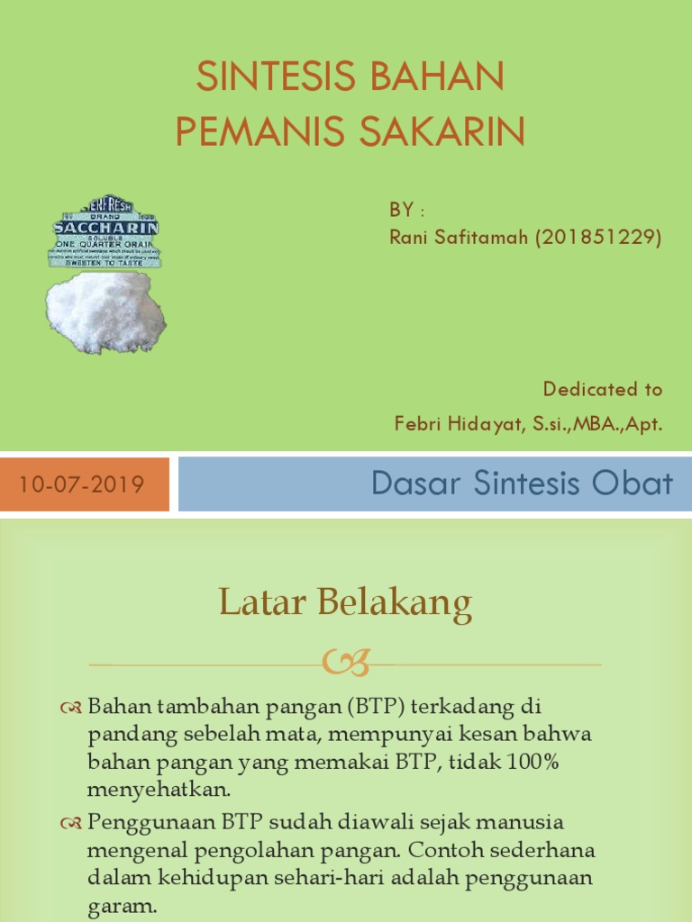 Pemanis Sakarin: Sintesis dan Kegunaan | PDF