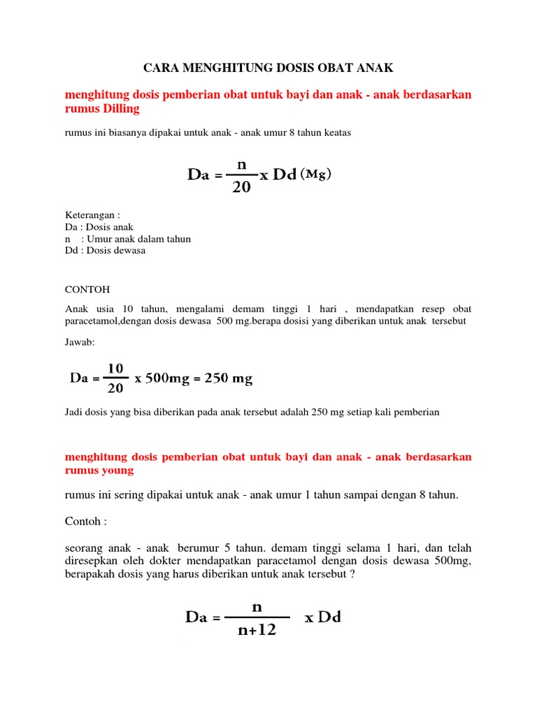 Cara Menghitung Dosis Obat Anak | PDF