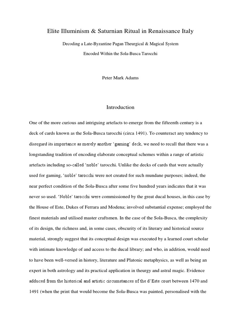 Elite Illuminism & Saturnian Ritual by Peter Mark Adams | PDF | Plato | Soul