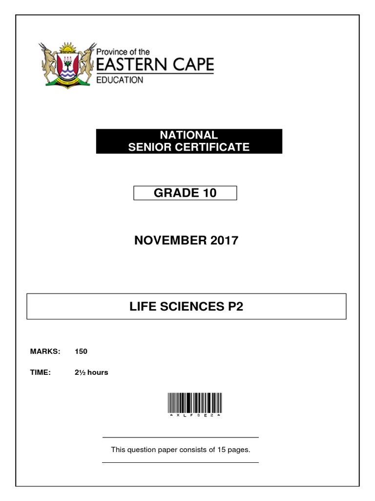 Life Sciences p2 QP Gr10 Nov2017 - English - Ec | PDF | Heart | Fossil