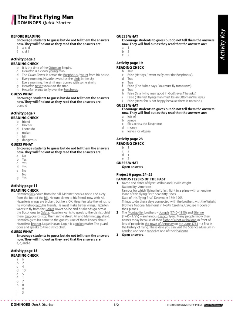 Answers Book The First Flying Man | PDF | Wright Flyer | Wright Brothers