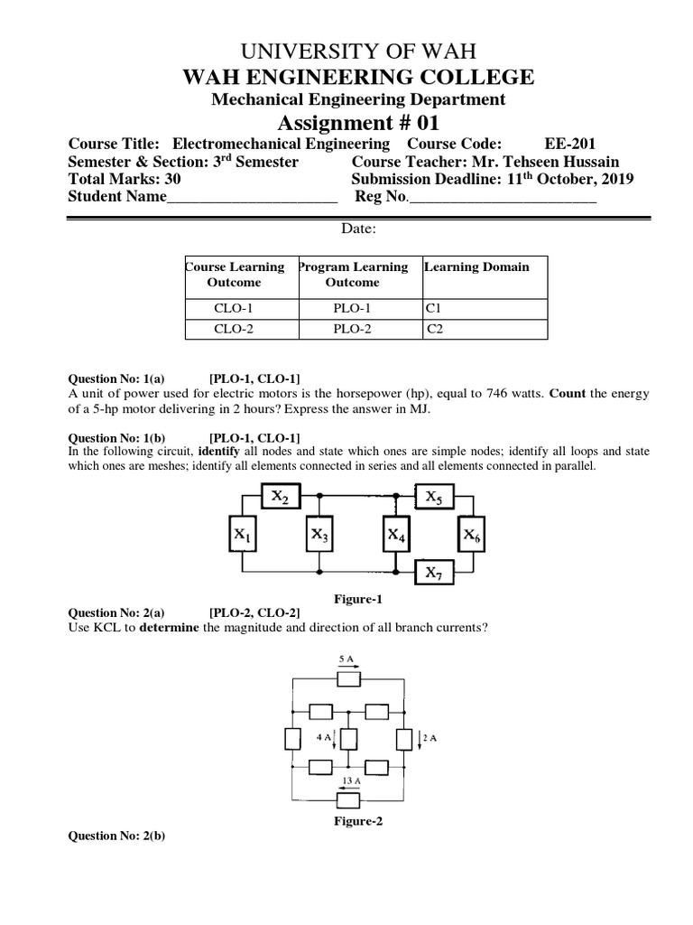Electrical Engineering Assignment No 1 | PDF