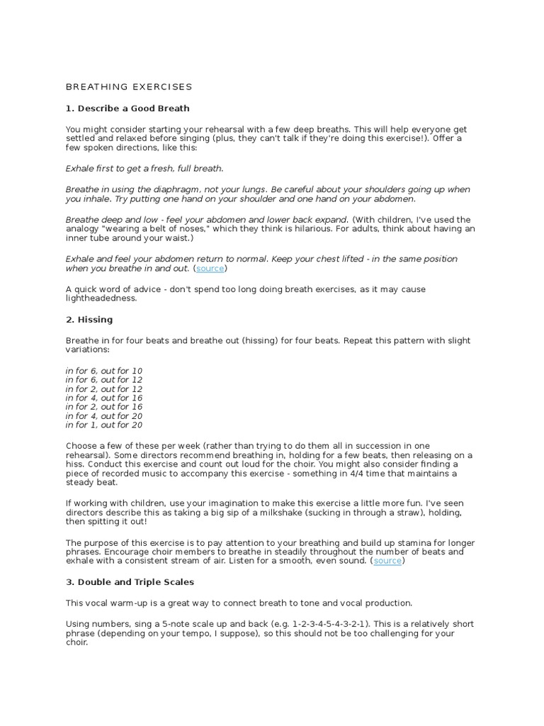 Effective Breathing Exercises and Warm-Ups for Choirs | PDF | Breathing ...