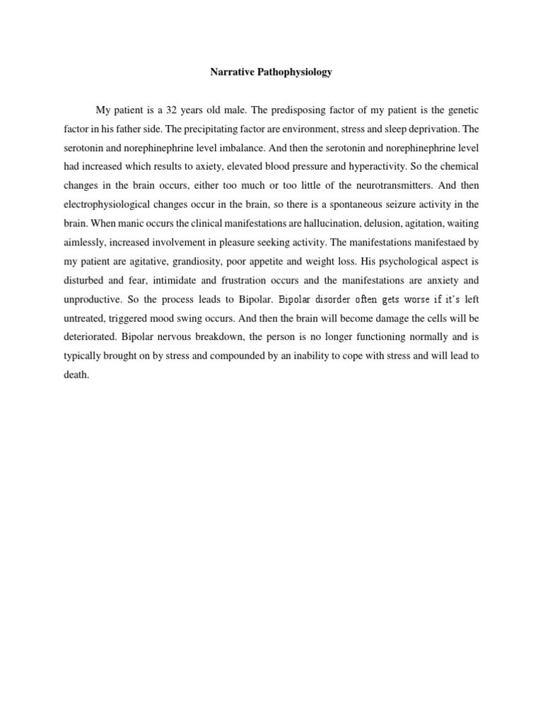 Narrative Pathophysiology | PDF