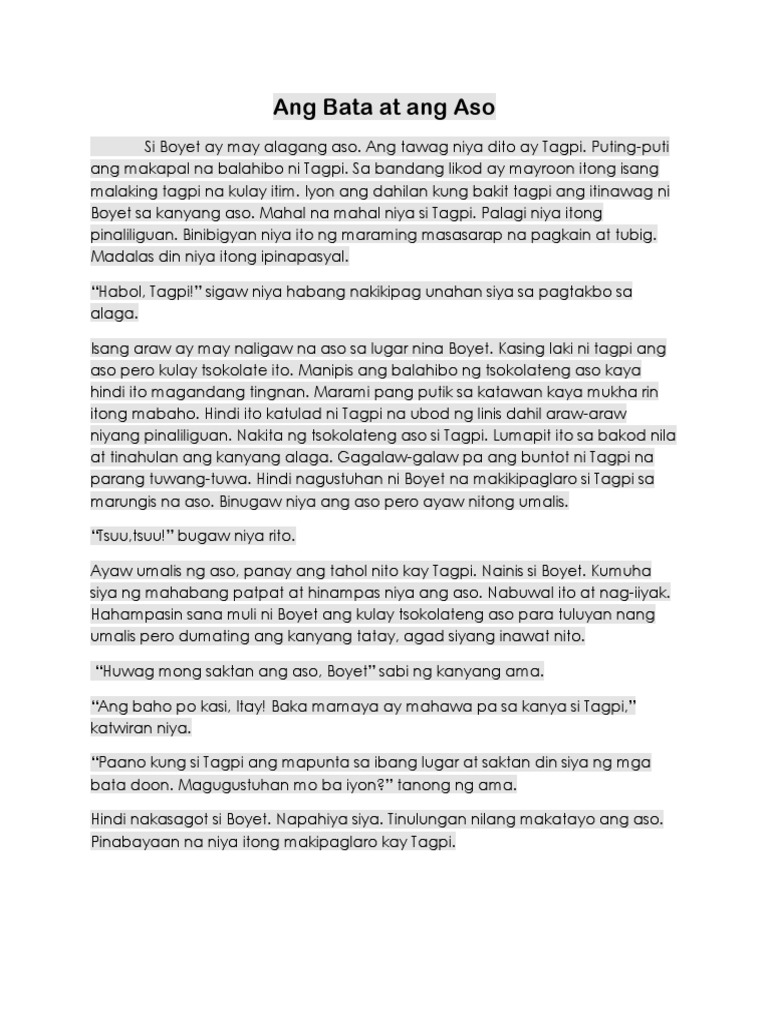 Ang Bata at Ang Aso | PDF