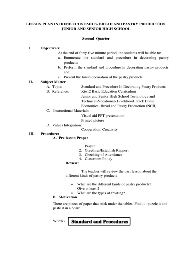 Lesson Plan in Home Economics | PDF | Lesson Plan | Cupcake