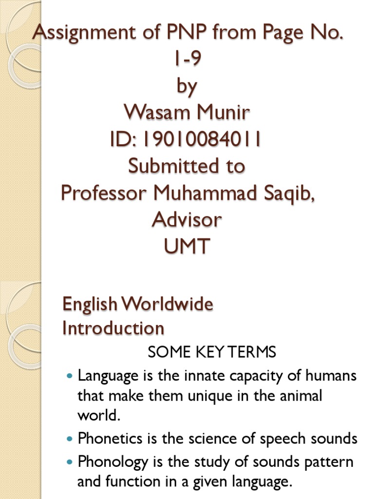 PNP Assignment From PG No. 1-9 | PDF | Accent (Sociolinguistics ...