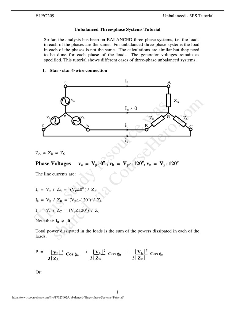 Unbalanced Three Phase Systems | PDF | Electronics | Electronic Engineering