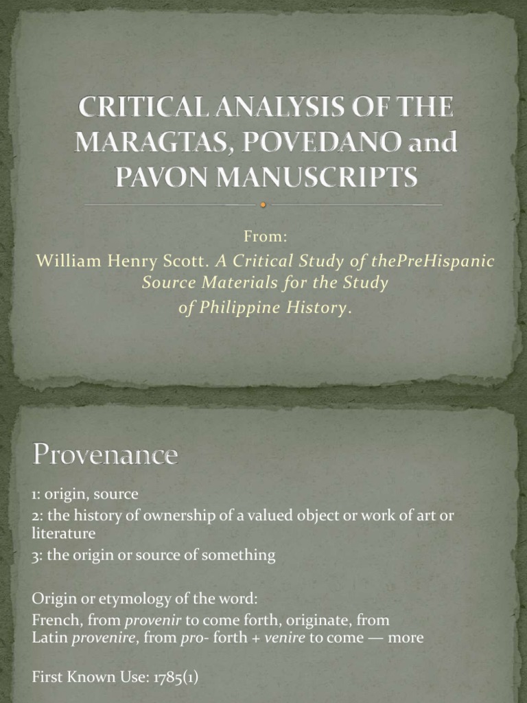 Analyzing the Pavon and Povedano Manuscripts | PDF | Philippines
