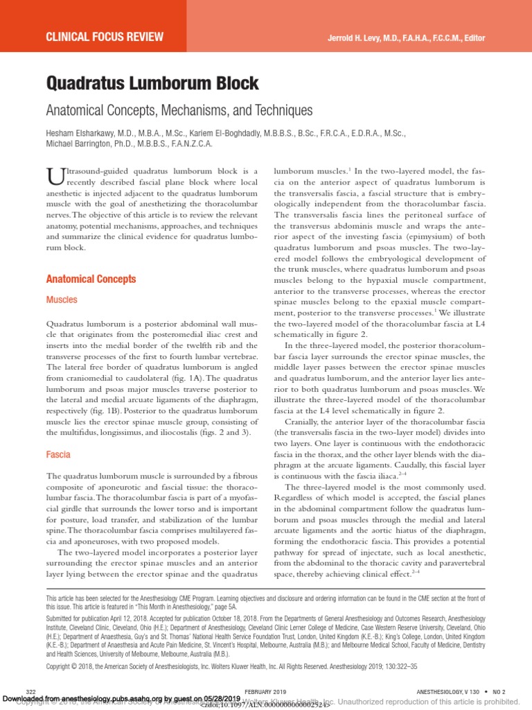 QL Block Review 2019 | PDF | Anatomical Terms Of Location | Abdomen