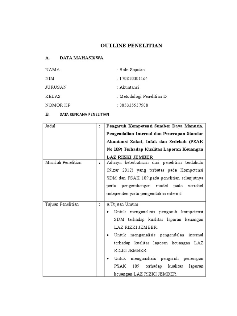 Contoh Outline Proposal | PDF