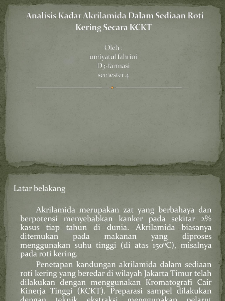 Analisis Akrilamida Roti Kering KCKT | PDF